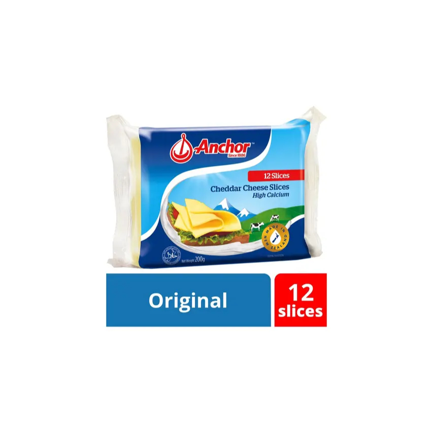 Anchor Cheddar Processed Sliced Cheese 200g | Shopee Malaysia