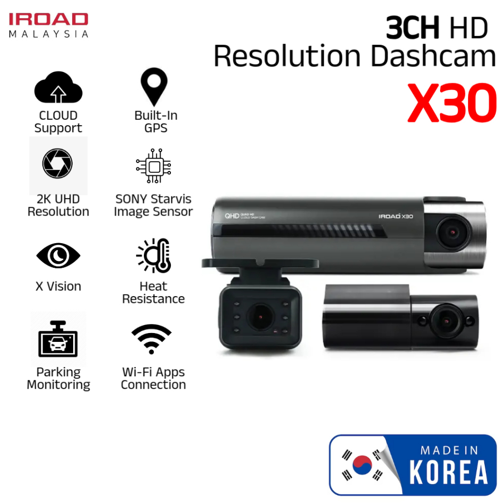 IROAD X30 3CH Front, Internal & Rear Camera (SONY Starvis Sensor ...