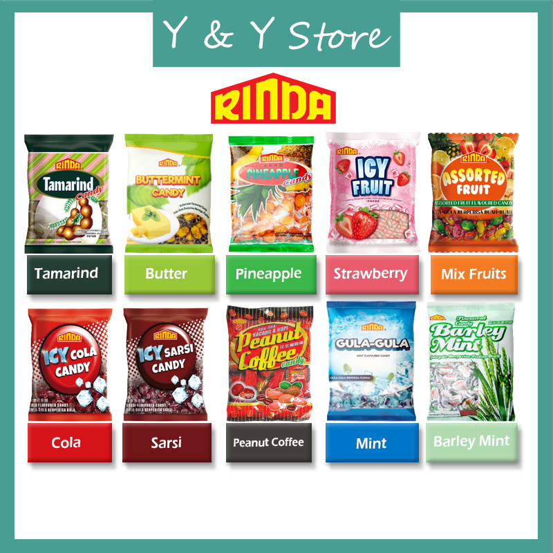 RINDA Candy 150g – Mix Fruit, Butter Mint, Strawberry, Sarsi, Cola ...