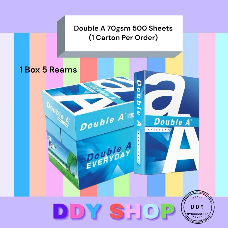 【A4 Paper 1 Box】Double A Everyday 70gsm A4 Paper 5 x 500 sheets (Only ...
