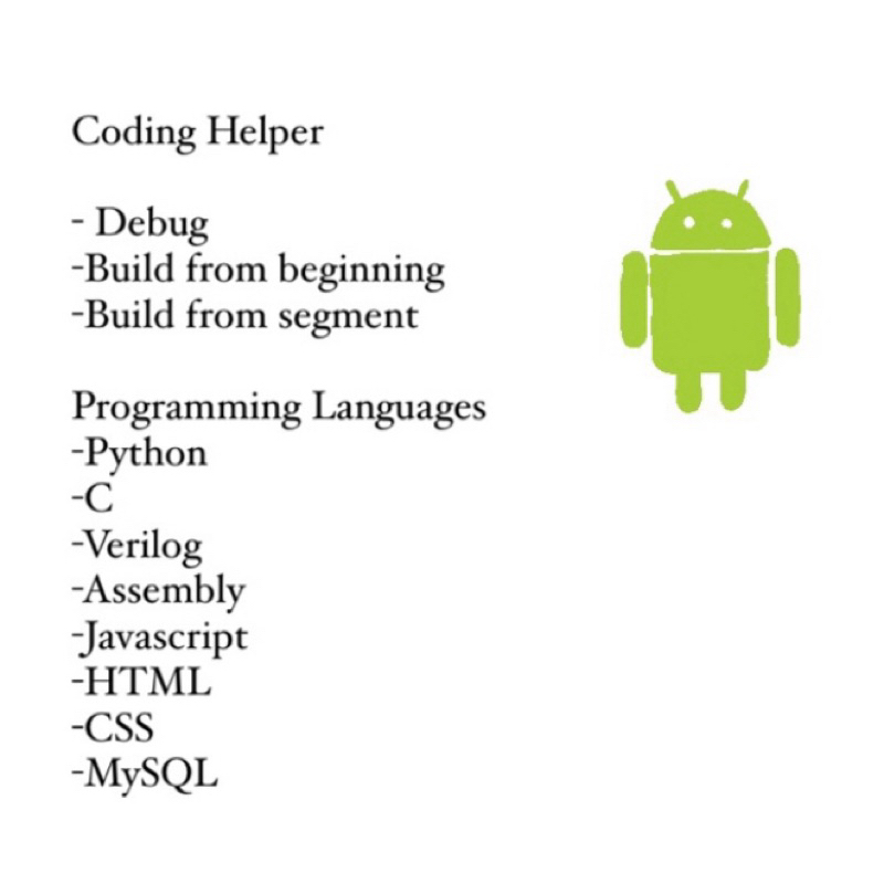 Coding Helper Python C Verilog Assembly Javascript Php Html 8411