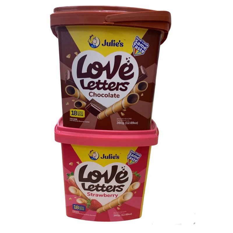 Julie's Love Letters Tub 360g (18 Packs) - Chocolate & Strawberry | Shopee Malaysia