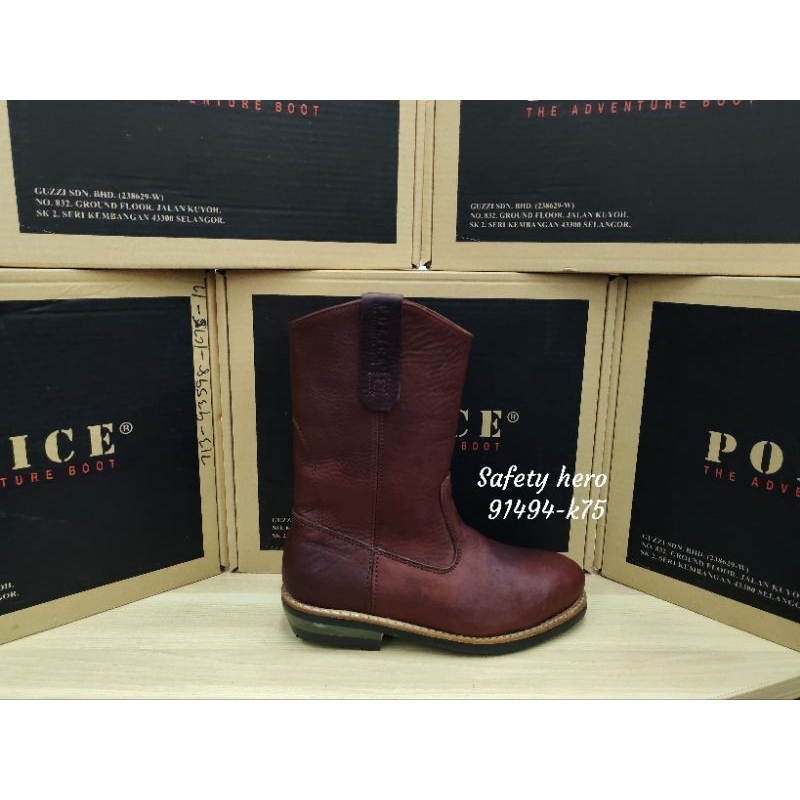 Police 91494|original police 9 inch high cut |kulit asli｜Steel cap ...