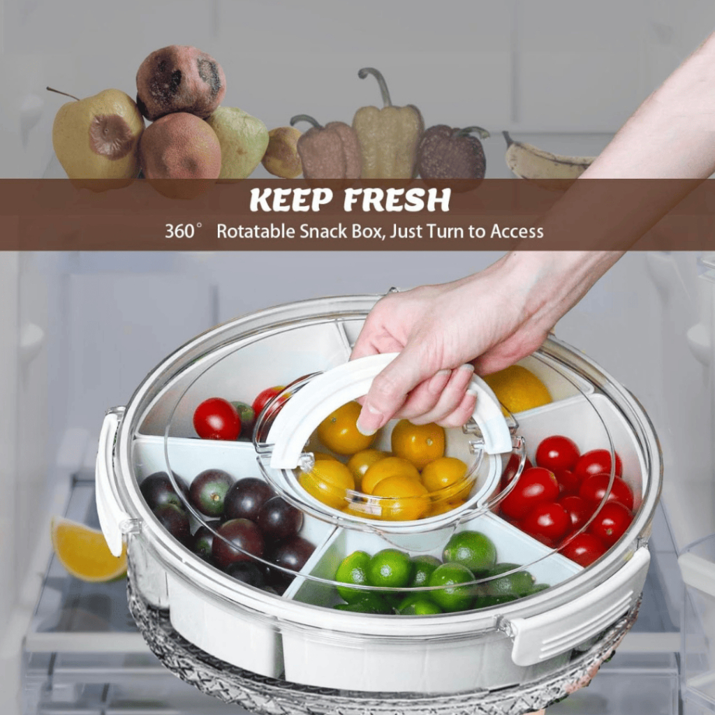 Bekas Makanan 360 Pusing Plastik Rotating Tray Snack Container Serving ...