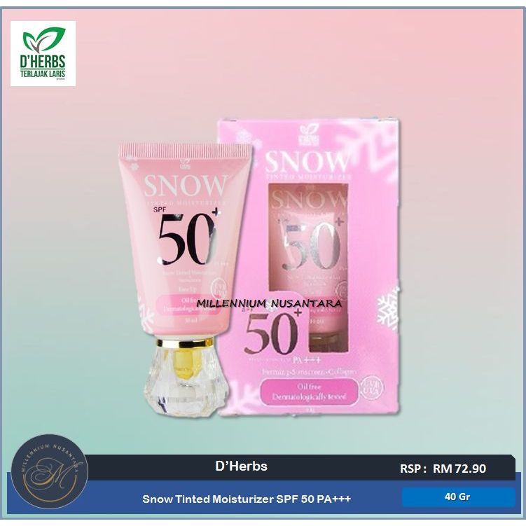 Dherbs Snow Tinted Moisturizer Sunscreen SPF 50 PA +++ 40Gr | Shopee ...