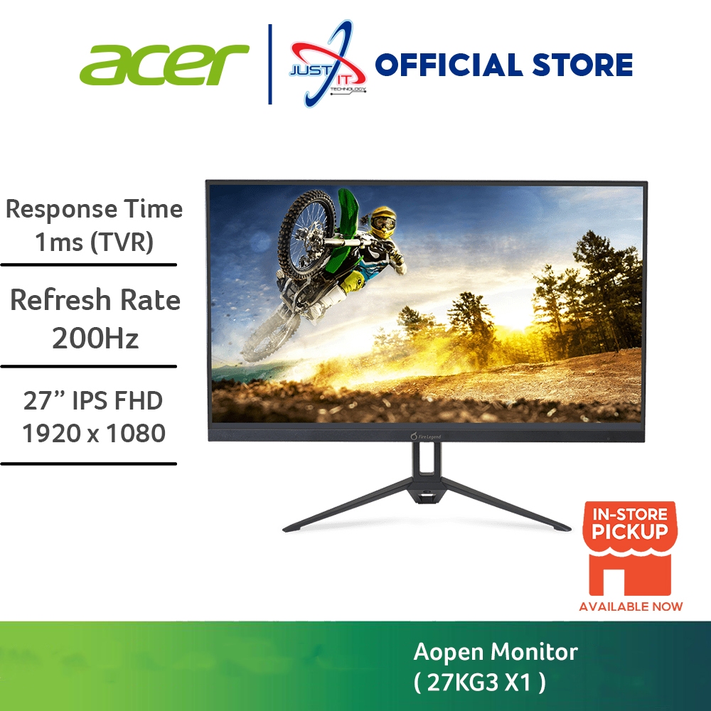 ACER AOPEN 27KG3 / 27KG3 X1 GAMING MONITOR ( 27" IPS FHD / 1MS / 200HZ / AMD FREESYNC / HD MI ...