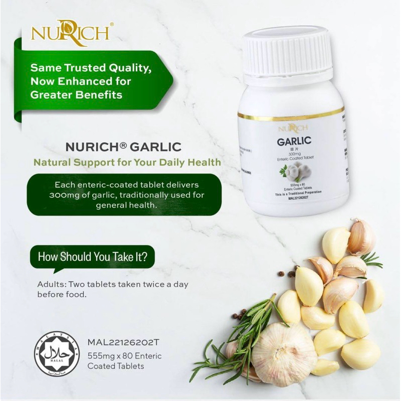 🔥NEW STOCK🔥(Expired 12/2026) NURICH HAI-O GARLIC BAWANG PUTIH 80 TABLET 100% ORIGINAL | Shopee ...