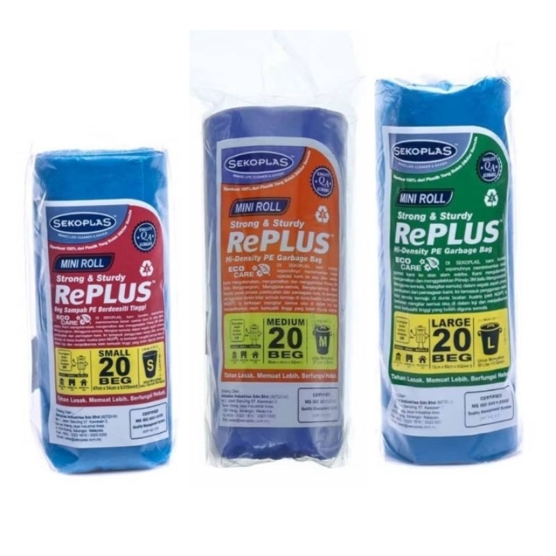 SEKOPLAS RePlus HDPE Mini Roll Garbage Bag 20s In Size S | M | L ...