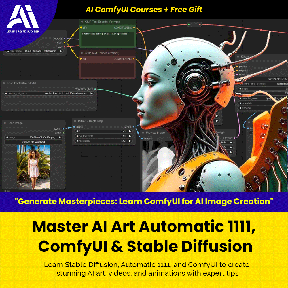 Video Course - Master AI Art Automatic 1111, ComfyUI & Stable Diffusion | Learn ComfyUI | Stable ...