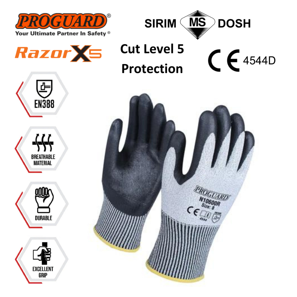 RAZOR X5 Cut Level 5 Anti-Slip Breathable Nitrile Coated High Quality ...