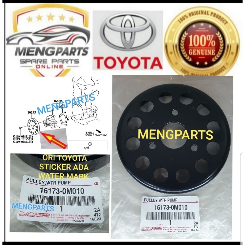ORIGINAL TOYOTA VIOS NCP42 NCP93 NCP150 2003Y-2016Y WATER PUMP PULLEY ...