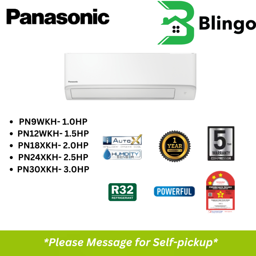 PANASONIC 1.0HP - 3.0HP R32 Non-Inverter Wall Mounted Air Conditioner ...