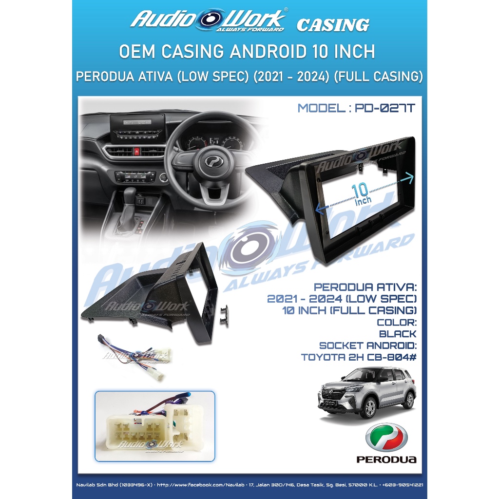 Perodua Ativa 2021-2024 10 Inch Android Player Casing + Android Power ...