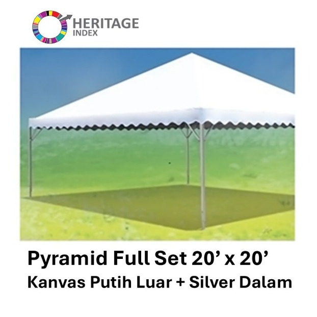 Full Set Siap Pos Khemah Piramid 20 x 20 Kanopi Kanvas Korea UV Pyramid ...