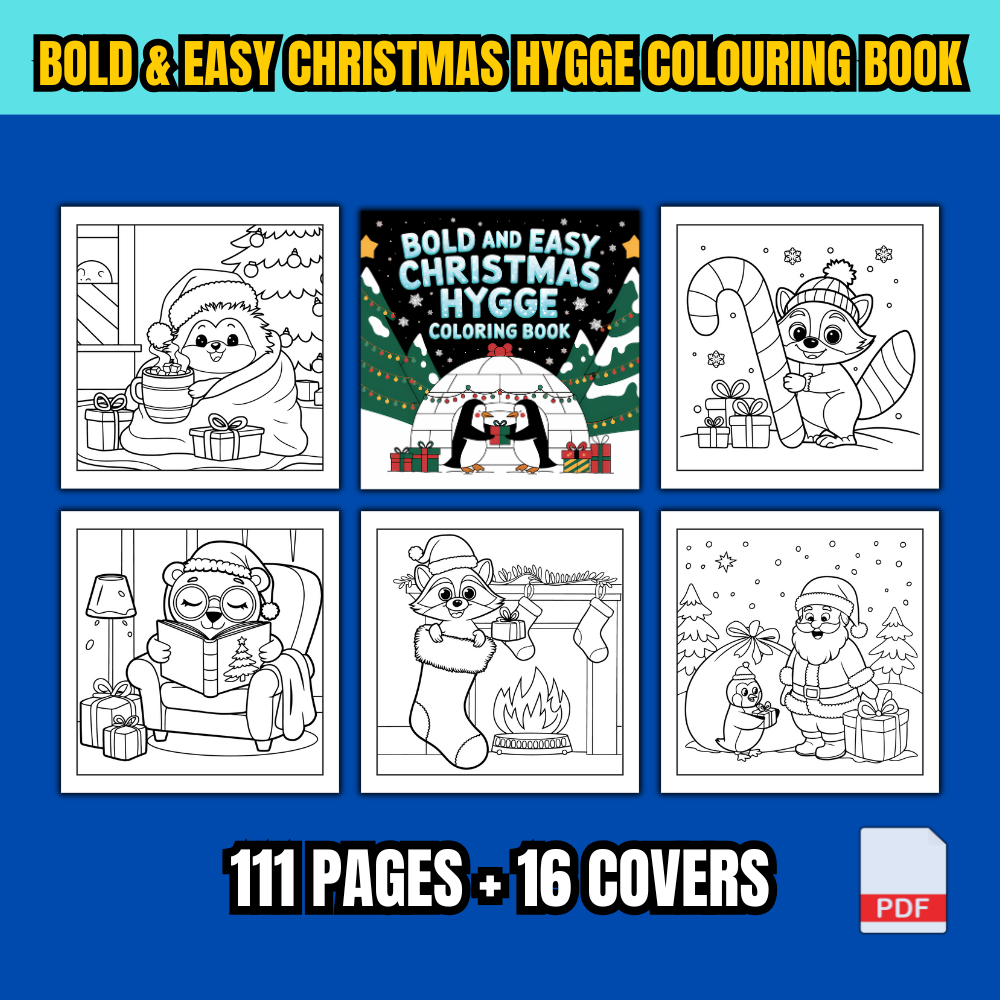 [PDF] 111 Pages Bold & Easy Christmas Hygge Colouring Book For Kids ...