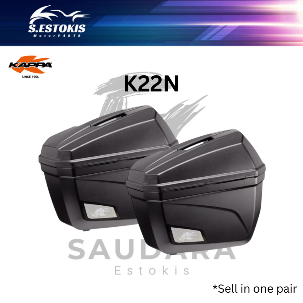 Kappa Box K22N 22 lt (1pair) Side Case with Red Reflector Kotak Black ...