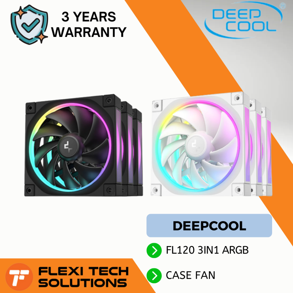 Flexi Tech DeepCool FL12 3 IN 1 ARGB Fans Triple Pack - Black & White ...