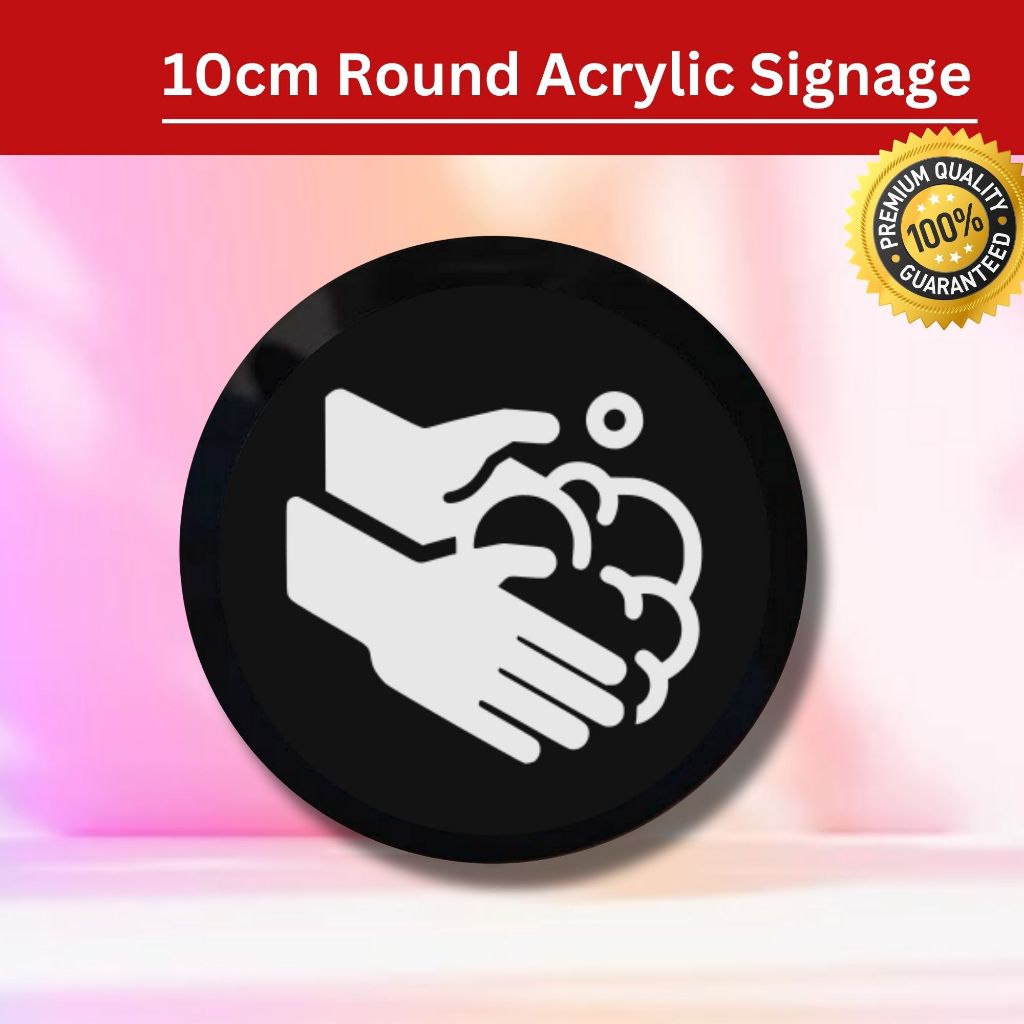 Wash Hand Signage - 10 cm Diameter Signage with Double sided tape ...