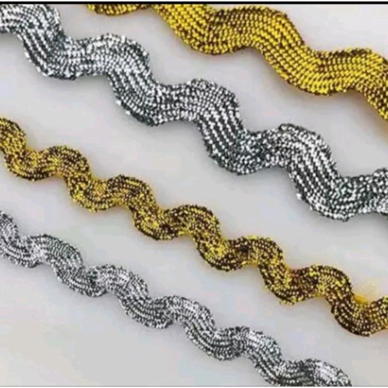 5mm 8mm Zig Zag Lace Gold Silver 1+-m | Shopee Malaysia