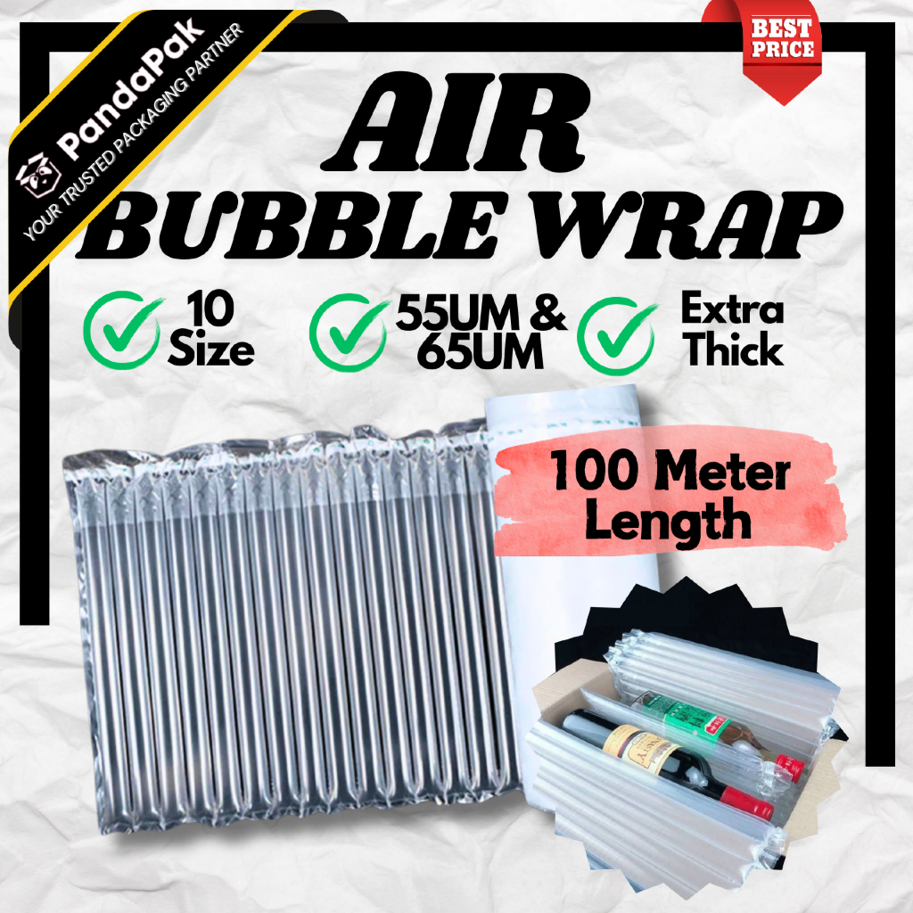 PANDAPAK 100m Inflatable Air Bubble Wrap Inflatable Air Bubble Tube ...