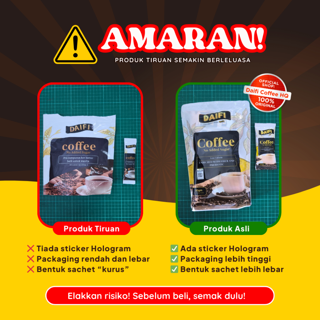 [4Pek] Daifi White Coffee 3 in 1 (Delysh) Kopi Sedap Tanpa Gula Putih ...