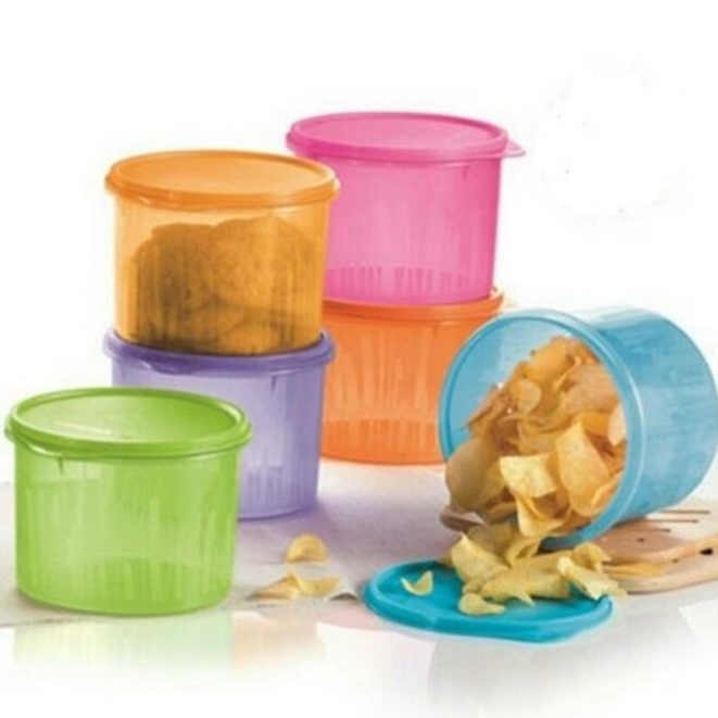 Tupperware Snack N Stack Textured Canister 2.4L Large Size/ Medium 1.7L ...