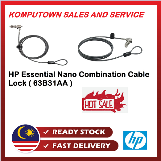 HP Essential Nano Laptop Security Combination Cable Lock (63B31AA ...