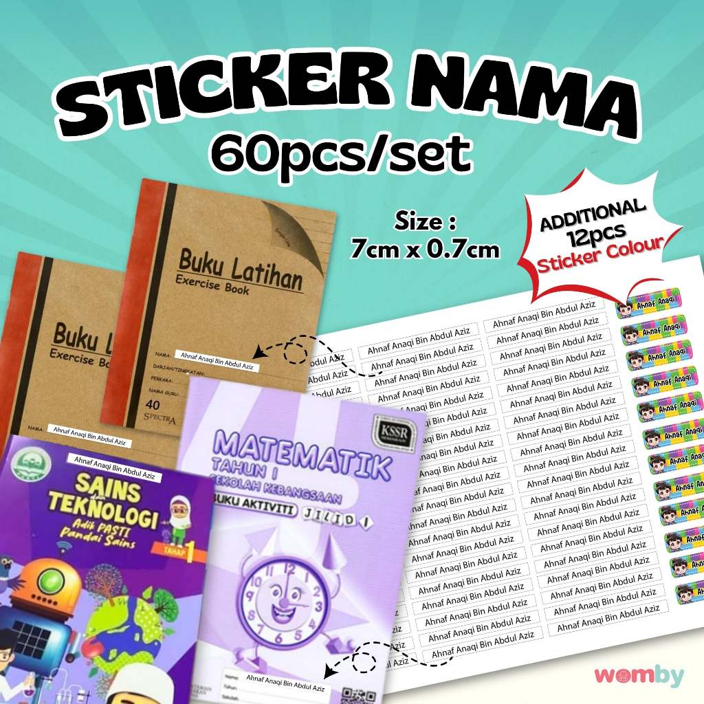 STICKER NAMA MURAH | 60PCS WHITE STICKER BONUS 12PCS STICKER COLOUR ...