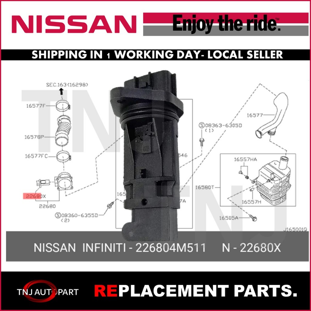 AIR FLOW SENSOR ( 4PIN ) NISSAN SENTRA N16 / SERENA C24 / NISSAN CEFIRO ...