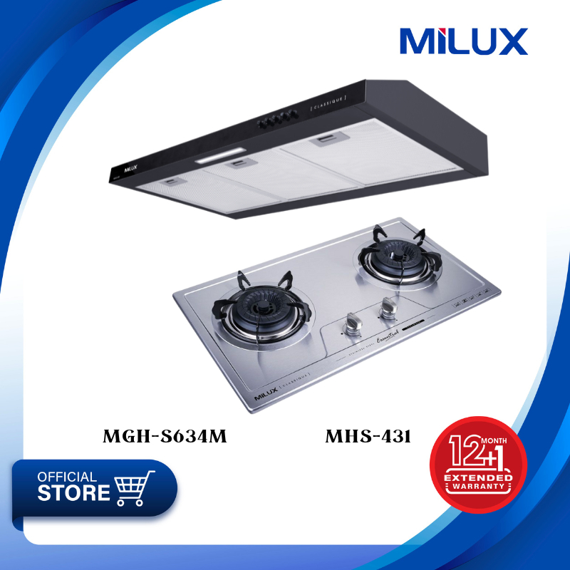 MILUX STAINLESS STEEL COOKER HOOD MHS-431 AND GAS HOB MGH-S634M MGH-348 ...