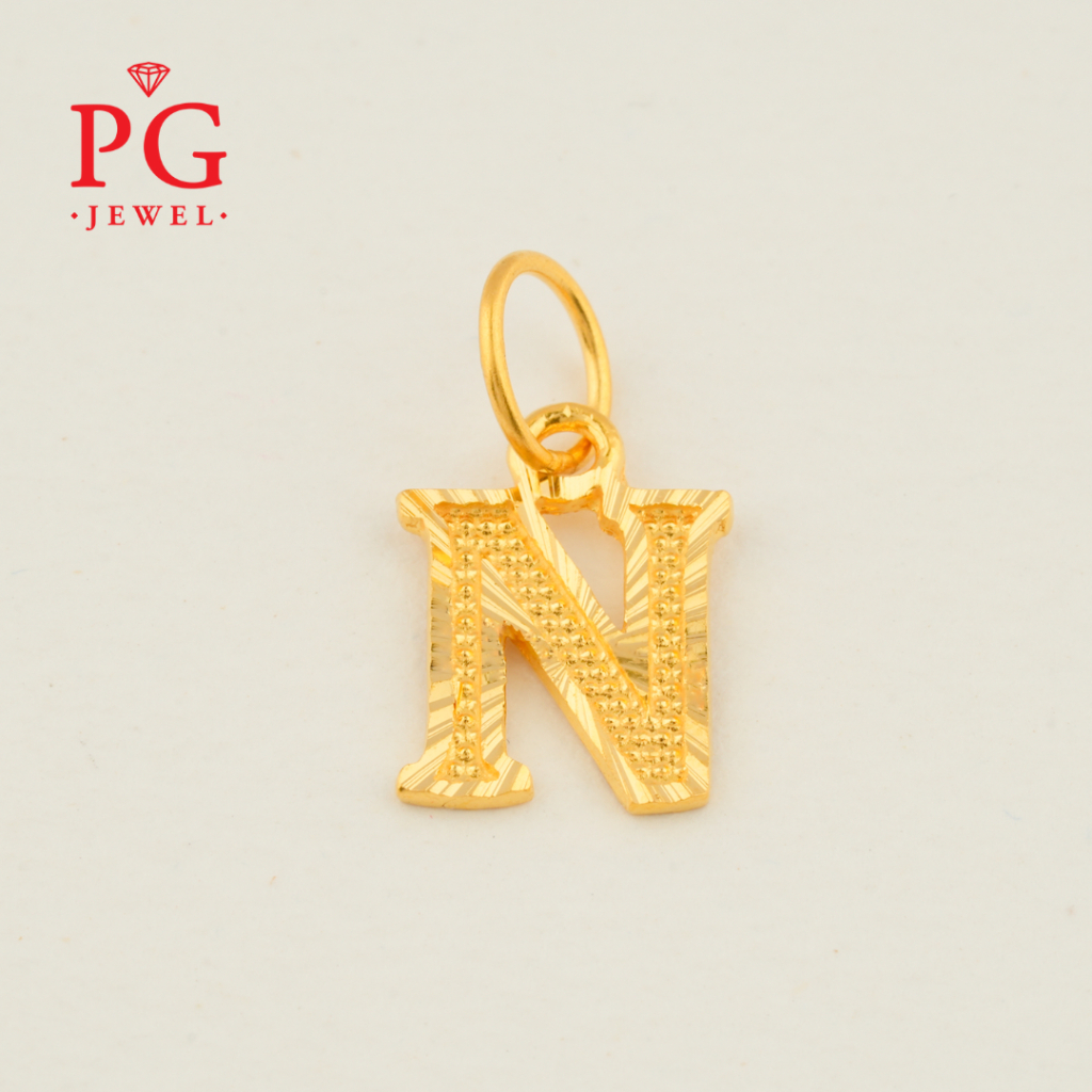916/22K Gold Pendant / Loket Emas Bunga Alphabet N PGJP182140 | Shopee ...