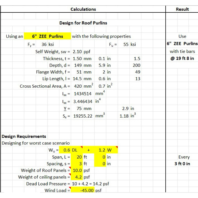 Z Purlins Design Excel Spreadsheet for Roofing | Shopee Malaysia