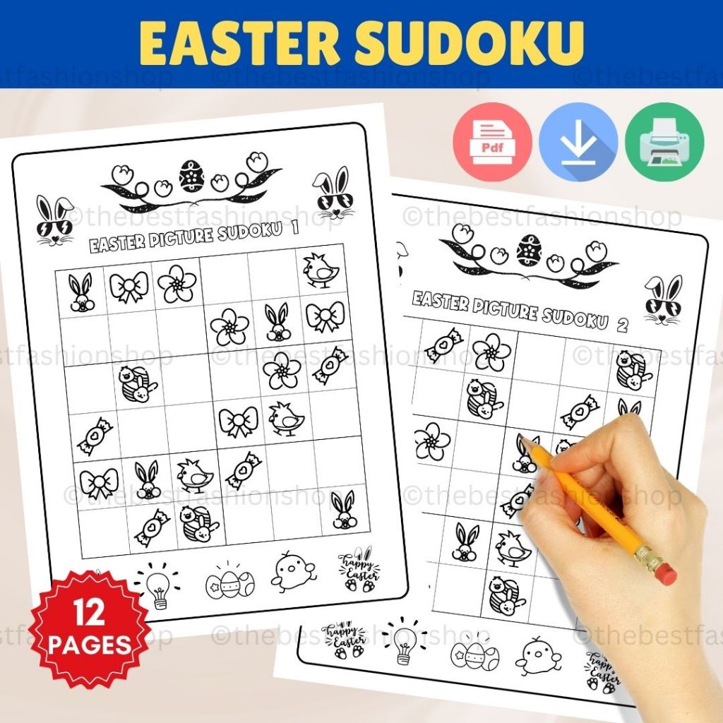 A041 [PDF] Easter Sudoku Activity Pages Printable Math Puzzle Worksheet ...