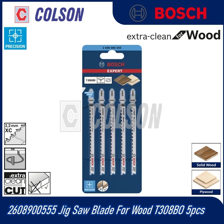 COLSON BOSCH 2608900555 Jig Saw Blade For Wood T308BO 5pcs | Shopee ...
