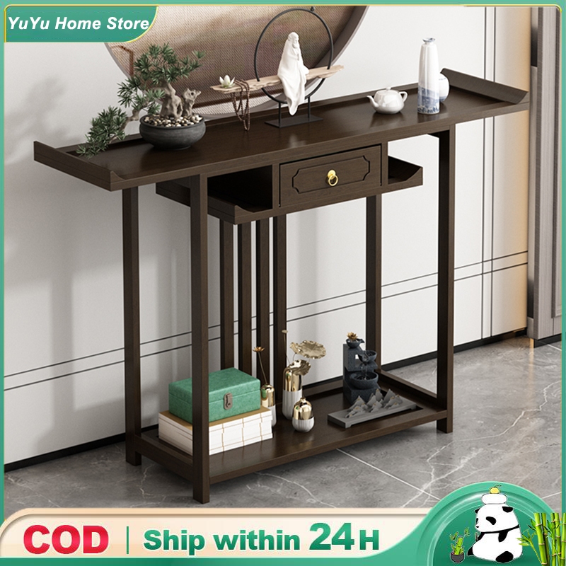 Console Table Classic Chinese Style Corner Shelf Narrow Zen Hall Altar ...