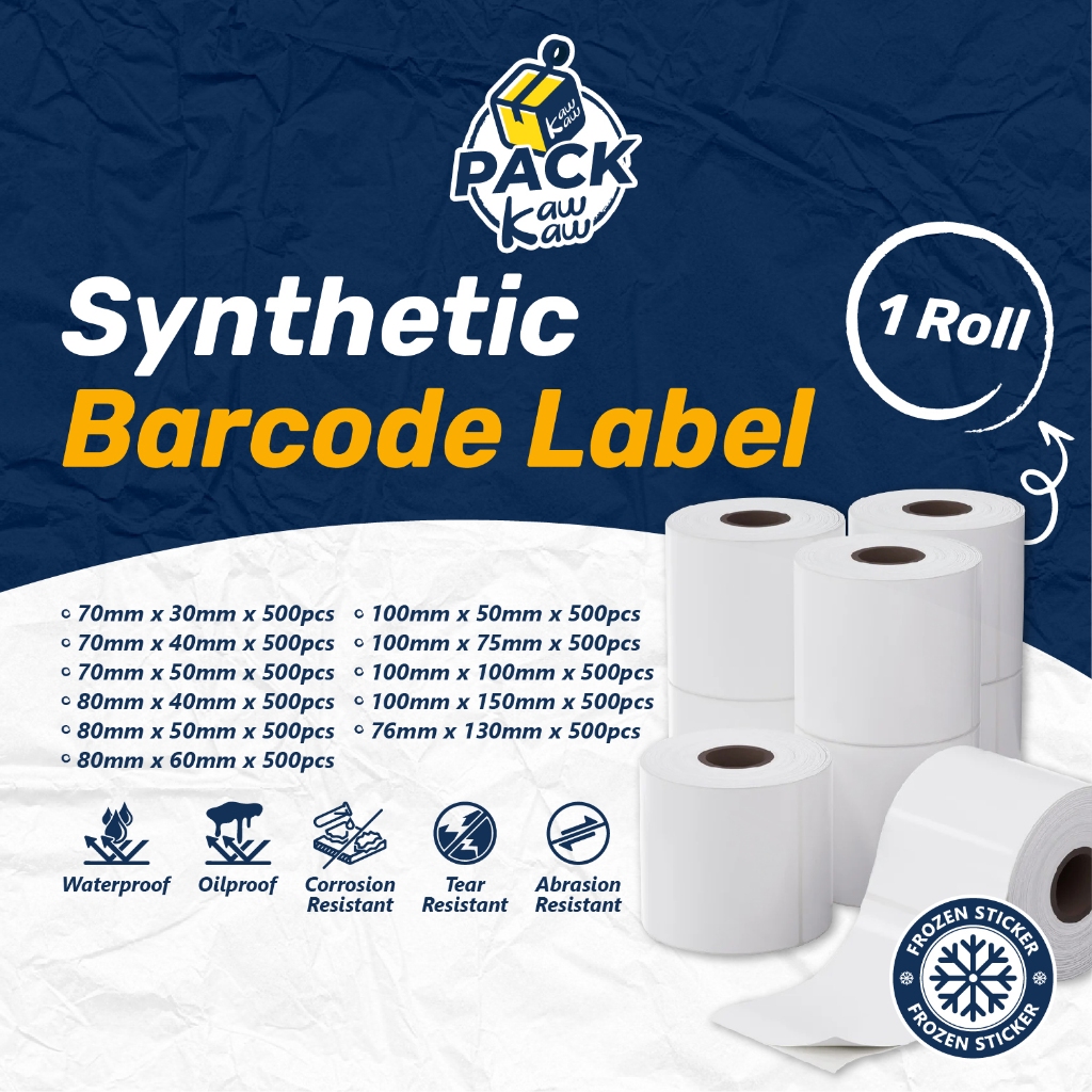 20 Size Waterproof Synthetic Barcode Label Stickers Kalis Air High Quality Sintetik Barcode ...