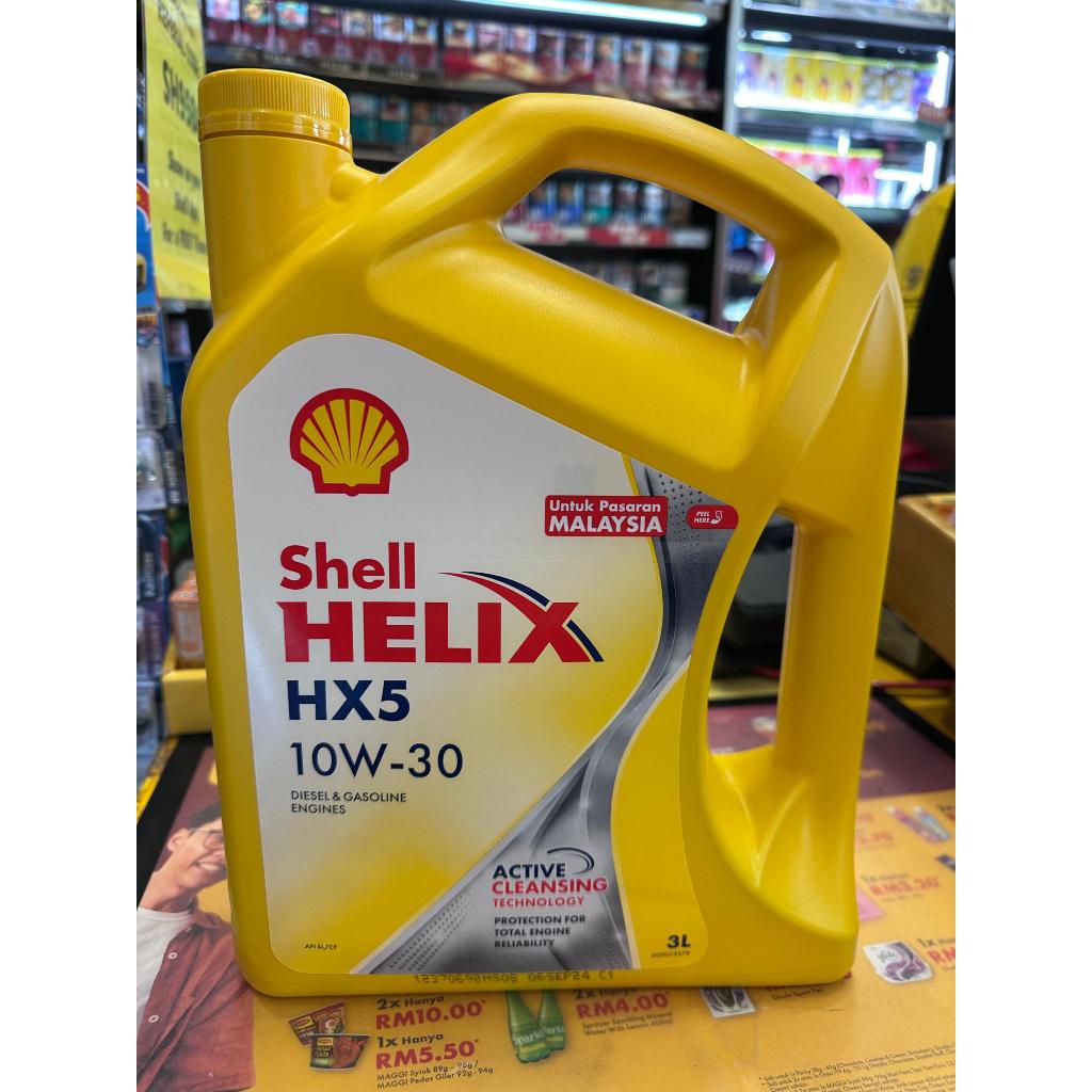 SHELL HELIX HX5 10W-30 (100% ORIGINAL PASARAN MALAYSIA) 3L | Shopee ...