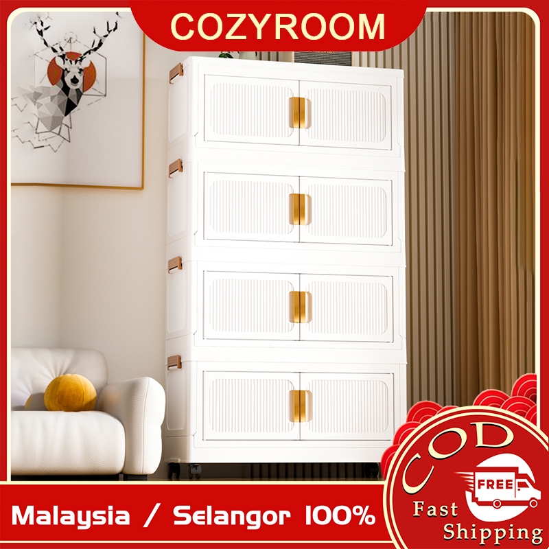Gold-Plated Handles Foldable Storage Cabinet 3/4/5 Layers Stackable ...