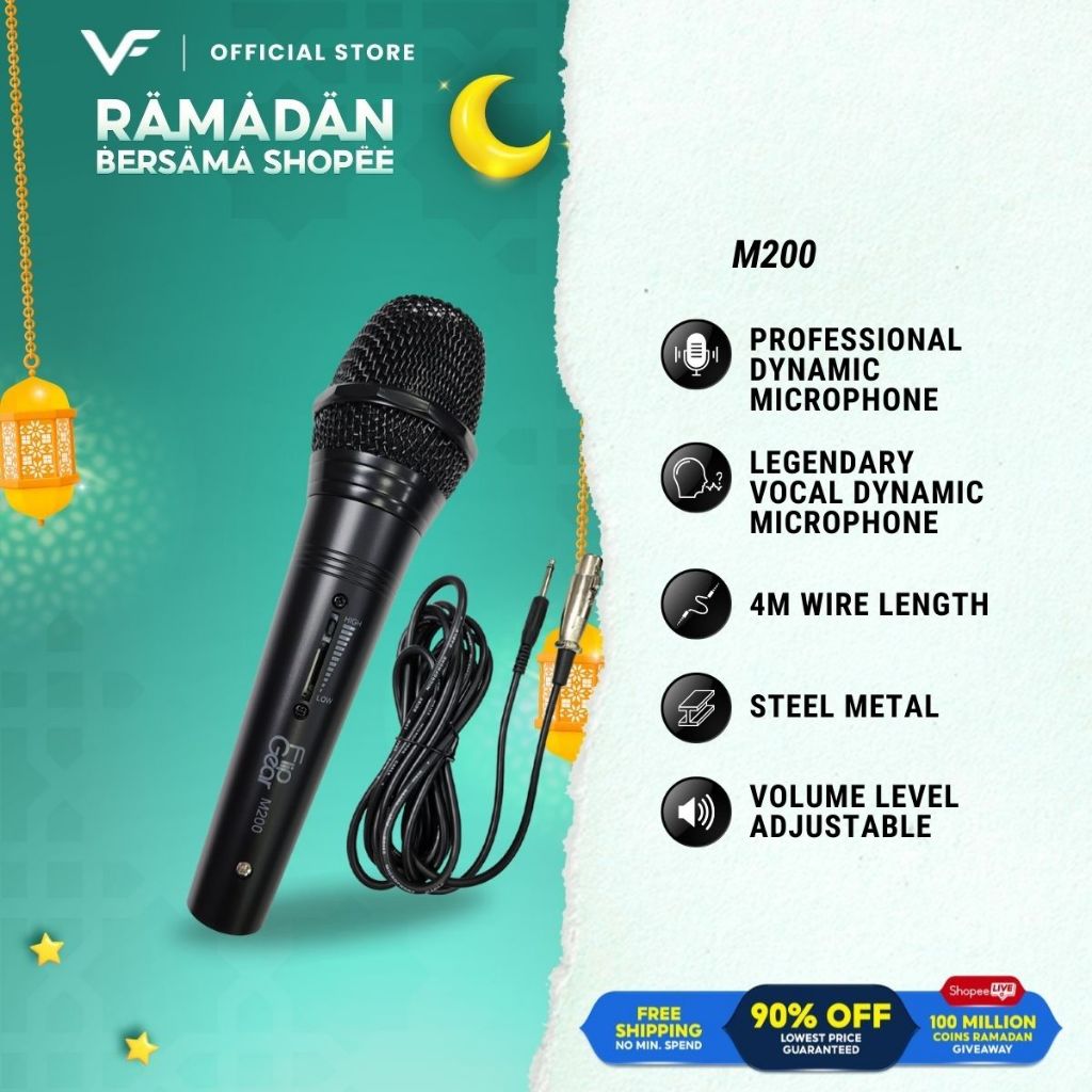 Vinnfier M200 Legendary Vocal Microphone 4M Wired Mic for Karaoke ...