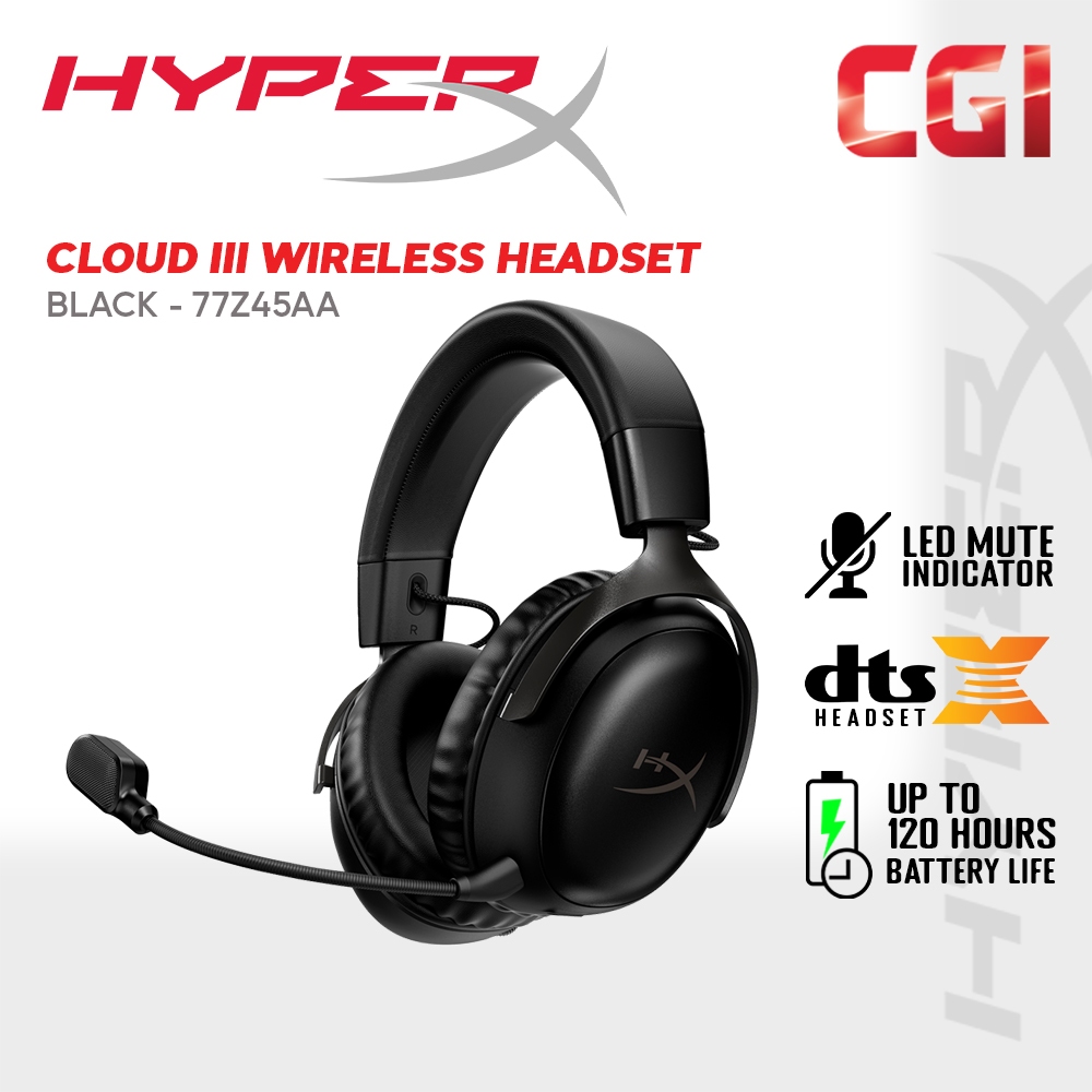 HyperX Cloud III DTS:X Detachable Mic Wireless Gaming Headset (Black ...
