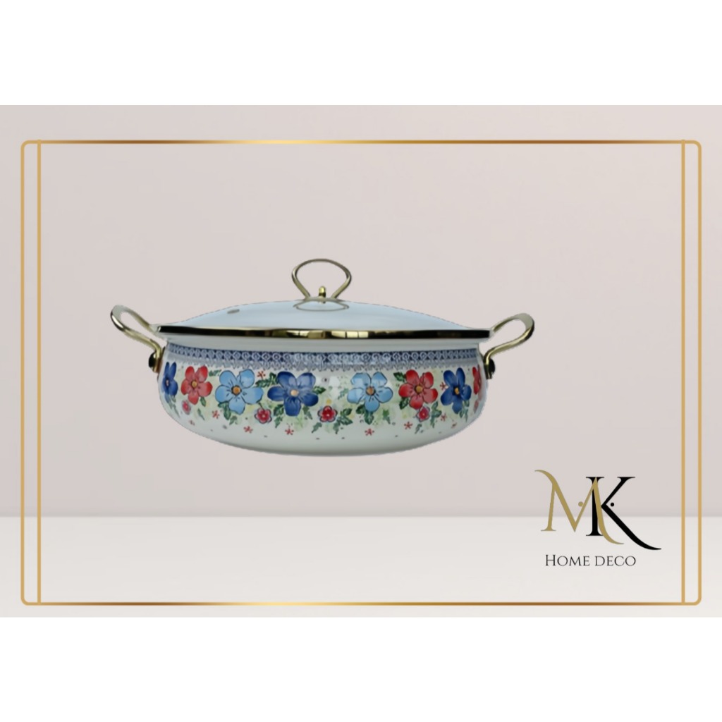 Periuk Enamel Sup Pot, Mini Flower Blue Red 5.5Liter -ENA6 | Shopee ...