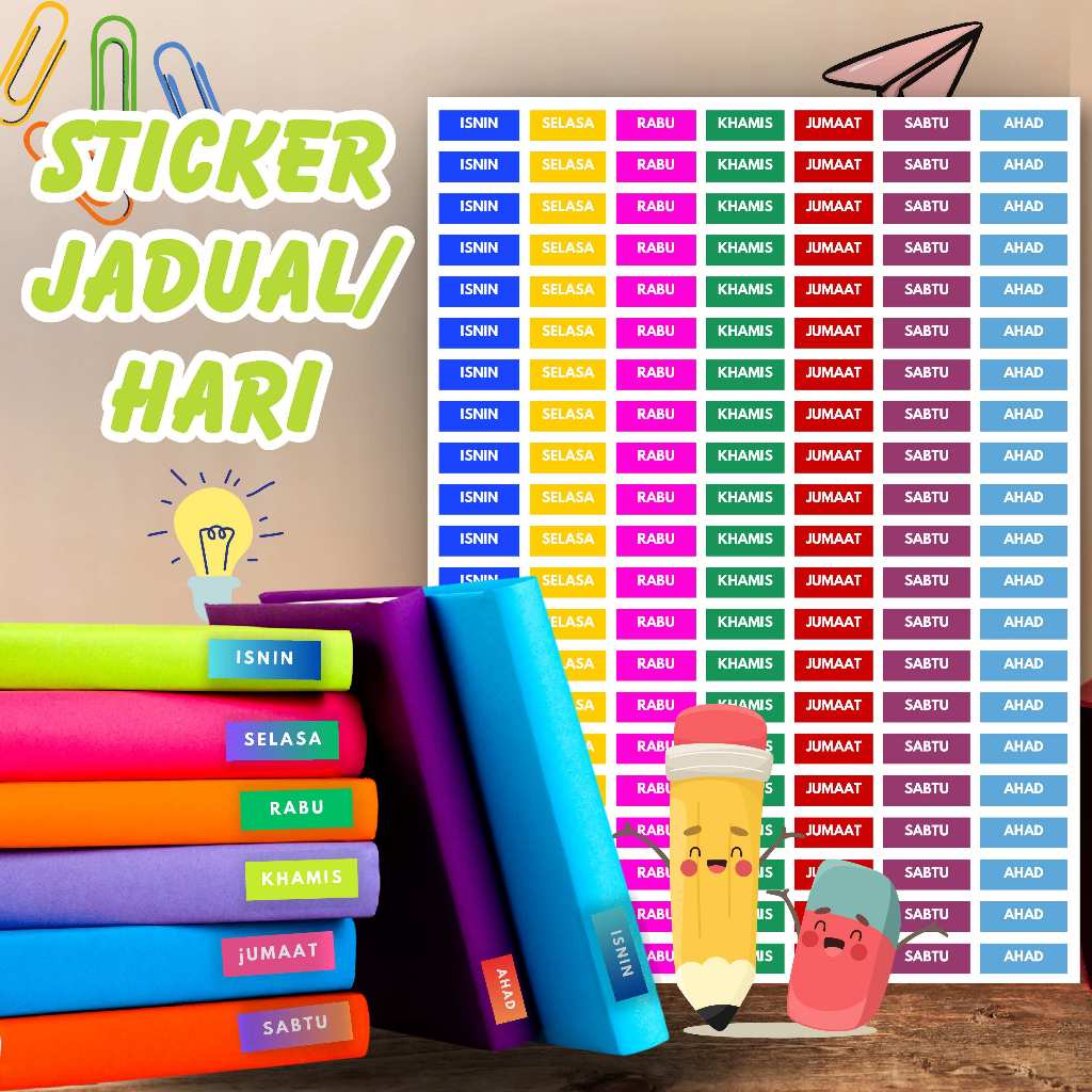 STICKER BERKUALITI I STICKER HARIAN I STICKER JADUAL I 100PCS I 50PCS ...