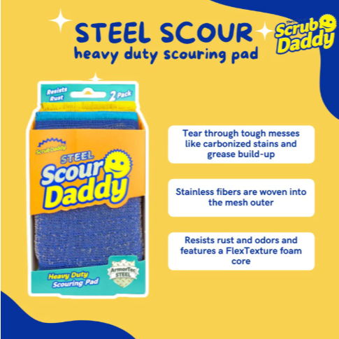 Steel Scour Daddy by Scrub Daddy Heavy Duty Scrubber Steel Mesh Resist ...