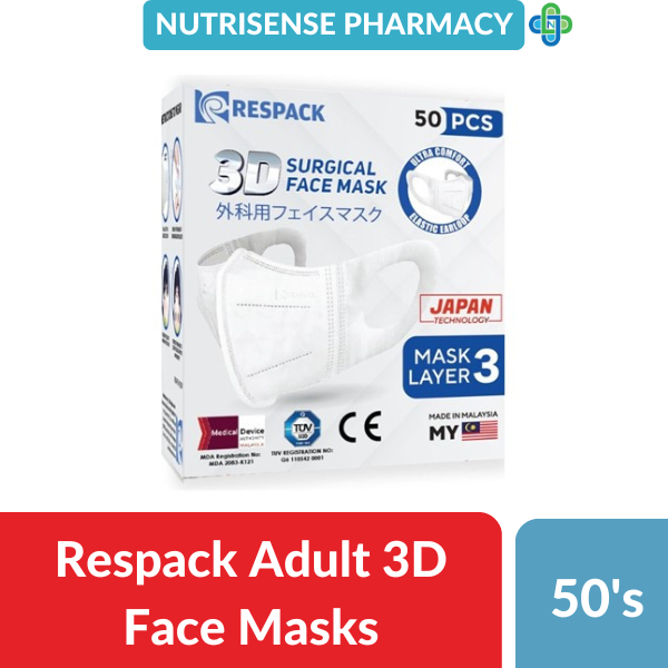 RESPACK 3D SURGICAL FACE MASK 3 LAYER 50'S | Shopee Malaysia