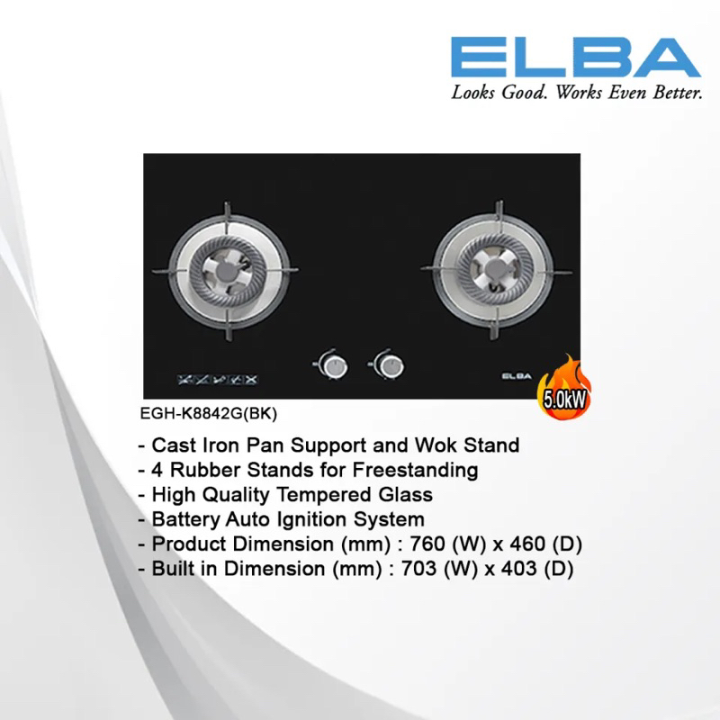 Elba Built In Glass Stove ELBA-EGH-K8842G(BK) | Shopee Malaysia