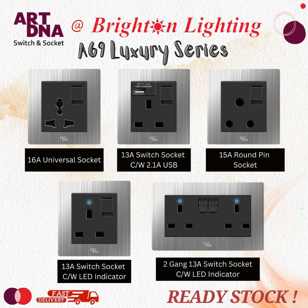 ART DNA A69 Stainless Steel Series Wall Switch & Socket tv1Gang 1/2 Way ...