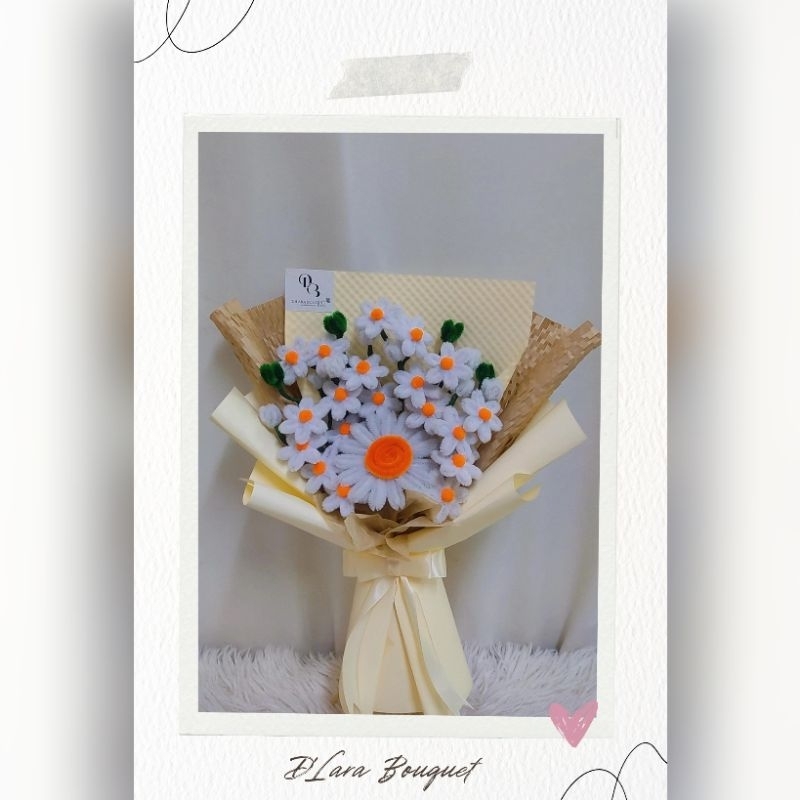 (Medium Bouquet)(2025) Handmade Bouquet Bunga kawat bulu /Chenille ...