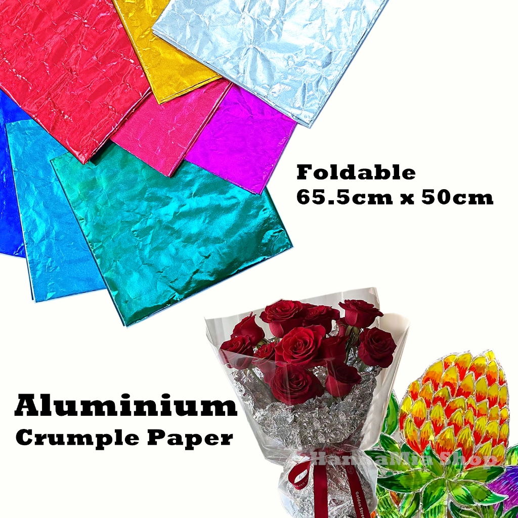 Aluminium Crumple Paper Wrinkle Paper Craft Work Paper Metallic Wrapper ...