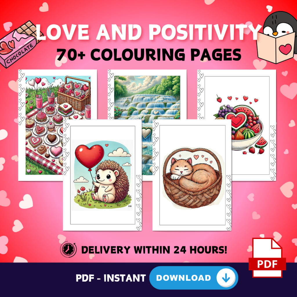 (PDF) 70+ LOVE & POSITIVITY Themed Colouring Page - Printable Colouring ...