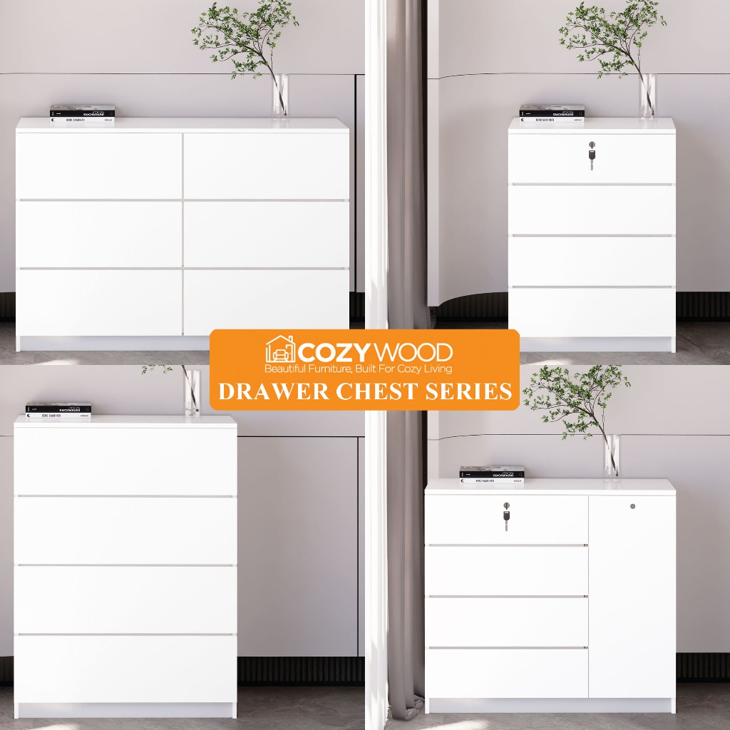 [COZY] Drawer Chest Series 3 Drawer 4 Drawer 5 Drawer 6 Drawer Lock ...